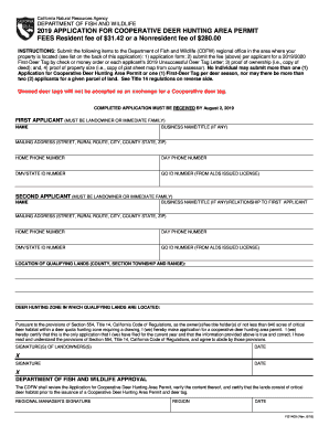 Fillable Online Application for Cooperative Deer Hunting Area Permit ...