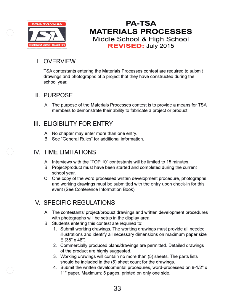 Fillable Online Fillable Online qcsd PA-TSA MATERIALS PROCESSES ...