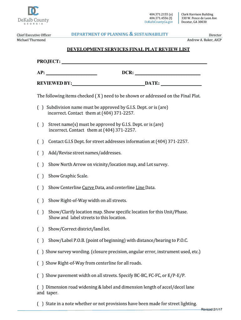 Fillable Online Occupancy Permit Cheat Sheet - DeKalb County Fax Email ...