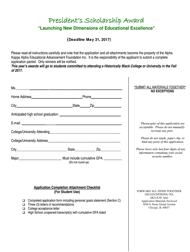 Fillable Online Presidents Scholarship Award - Nevada State High School Fax Email Print - pdfFiller