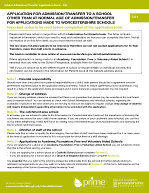 Fillable Online In Year Transfer form (CA1) here - Nunnery Wood High ...