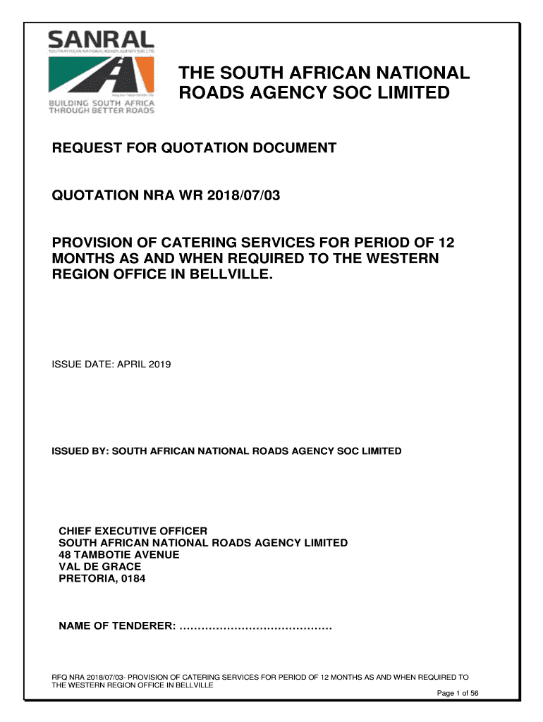 Fillable Online request for quotation 58000/094 - Sanral Fax Email ...