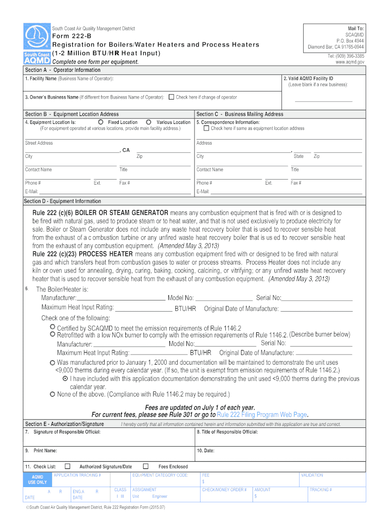 Fillable Online Registration for Boilers/Water Heaters and Process ...