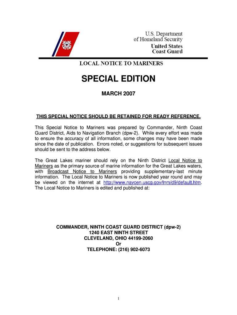 Fillable Online Notices - (USCG) - Pacific Area - United States Coast ...