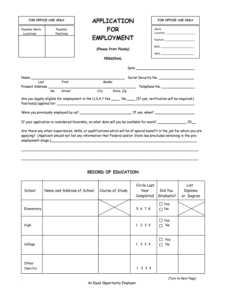 Fillable Online FOR OFFICE USE ONLY APPLICATION FOR OFFICE USE ONLY ...