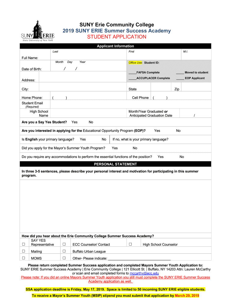 Fillable Online SAY YES Application Form - 20191.docx Fax Email Print - pdfFiller