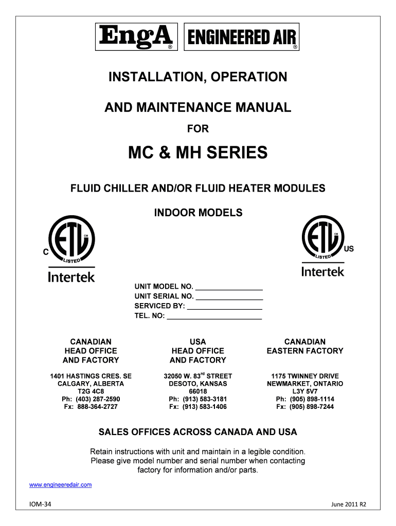 Fillable Online Installation, Operation, and Maintenance Manual ...