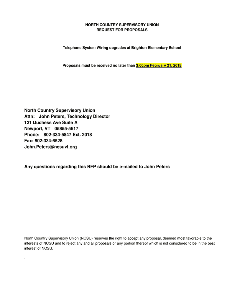 Fillable Online NCSU - Annual Update - North Country Supervisory Union ...