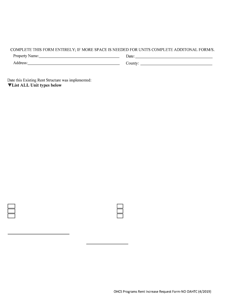 Fillable Online OHCS Housing ProgramsRent Increase Request Form - Oregon.gov Fax Email Print ...