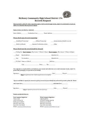 Fillable Online MCHS Student Records Request Form - McHenry Community ...