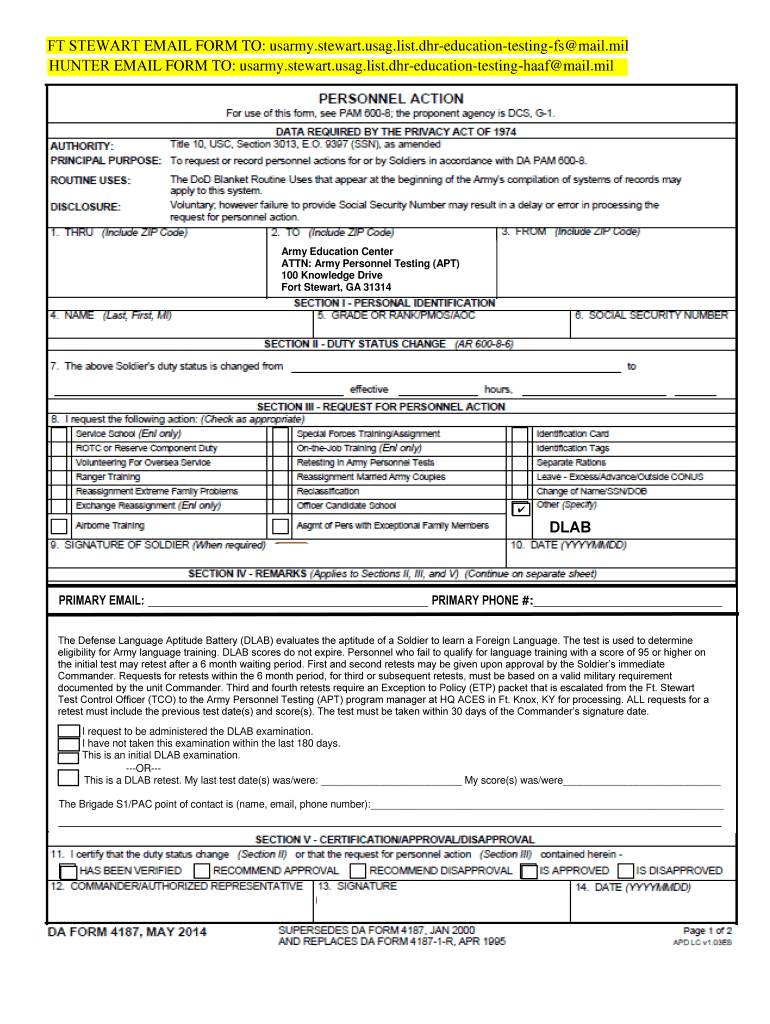 Fillable Online Military Testing :: Fort Stewart - US Army Garrisons ...