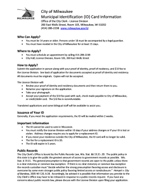 Fillable Online Municipal Identification (ID) Card Information Fax ...