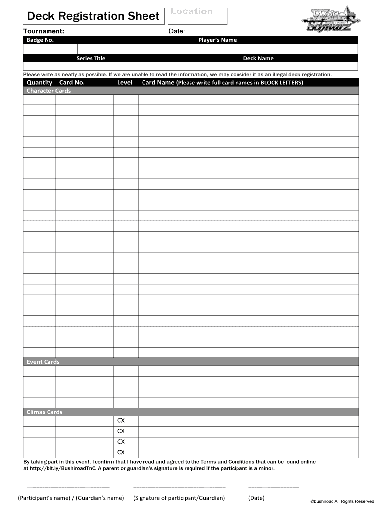 Fillable Online How to register your deck for a tournament and not die ...