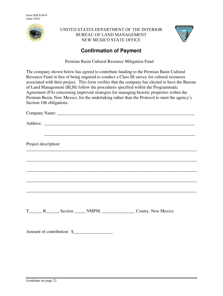 Fillable Online FORM NM 8140-9 - Bureau of Land Management Fax Email ...