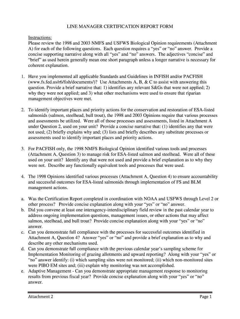 Fillable Online LINE MANAGER CERTIFICATION REPORT FORM Fax Email Print ...