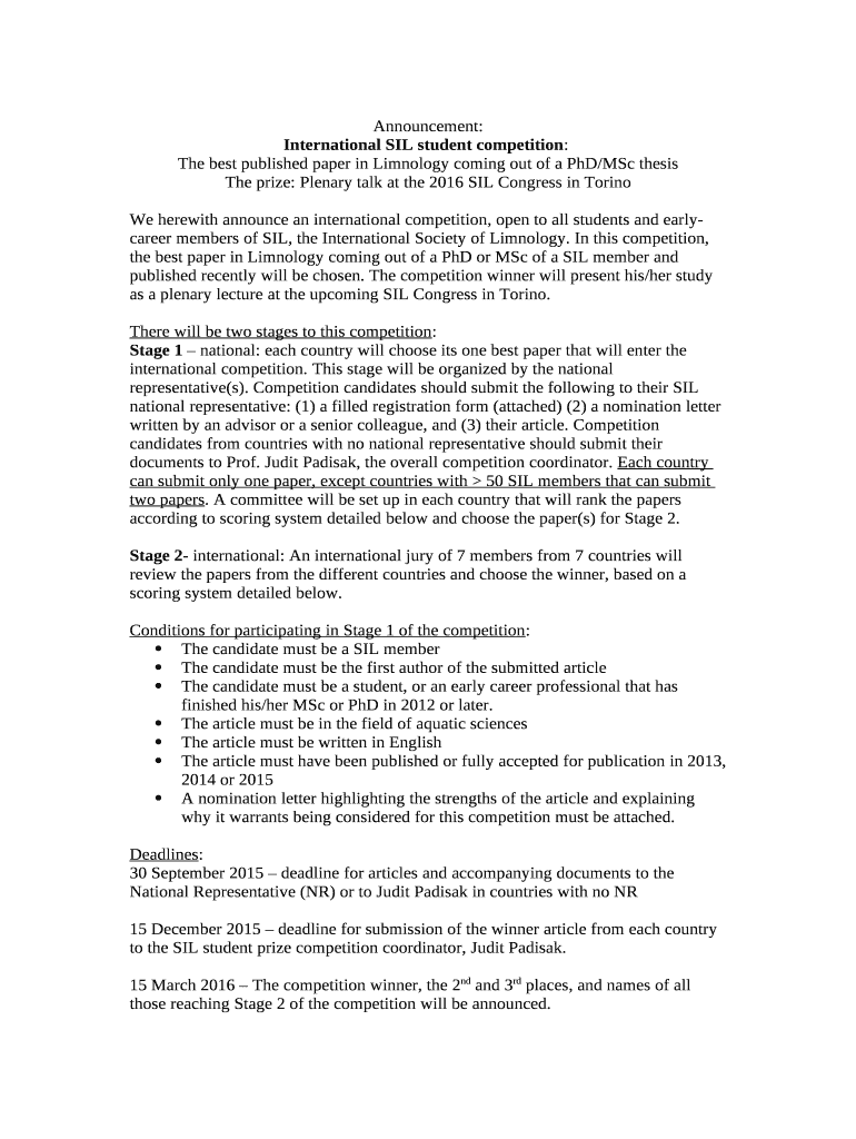 3rd International SIL Student Competition - SIL-International Society ...