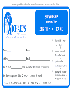 Fillable Online 2018 tithing card - St. Michael's Church Fax Email ...