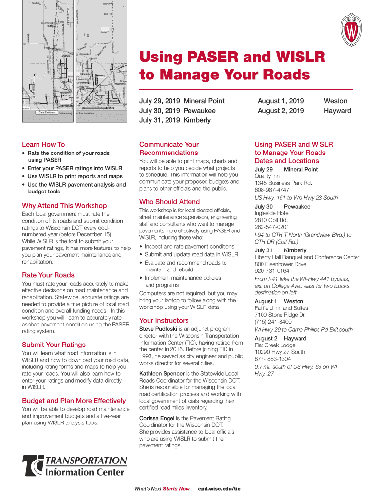 Fillable Online Using and WISLR to Manage Your Roads - Wisconsin Towns ...