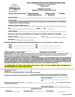 Fillable Online 2019 LICENSED CONTRACTOR REGISTRATION FORM Fax Email ...