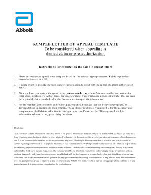 Fillable Online SAMPLE LETTER OF APPEAL TEMPLATE To be considered when ...