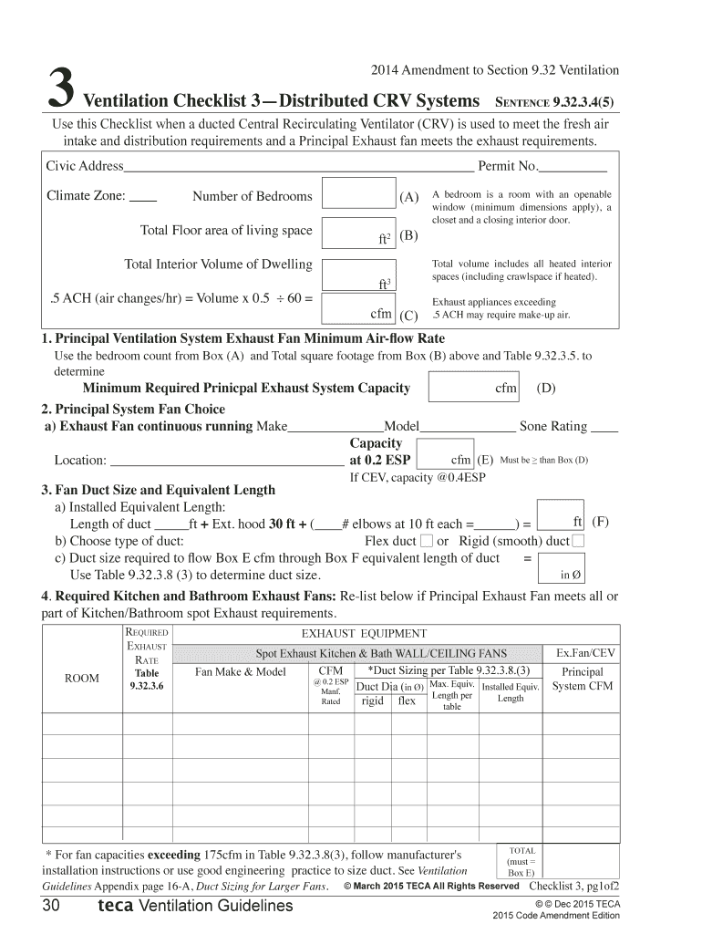 Fillable Online 1Ventilation Checklist 1Forced Air Systems SENTENCE 9 ...