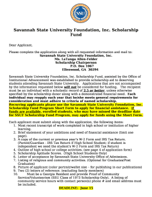 Scholarships - Savannah State University Doc Template | pdfFiller