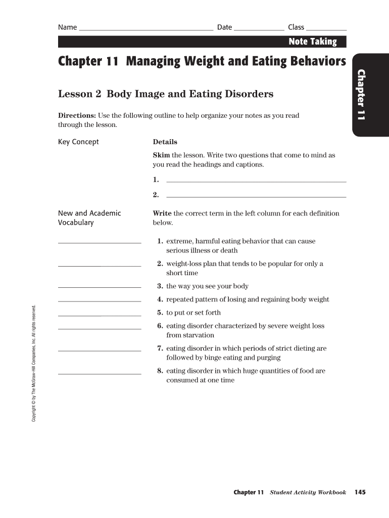 Chapter 11 Managing Weight And Eating Behaviors - Fill Online ...