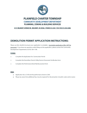 Fillable Online DEMOLITION PERMIT APPLICATION INSTRUCTIONS: Fax Email ...