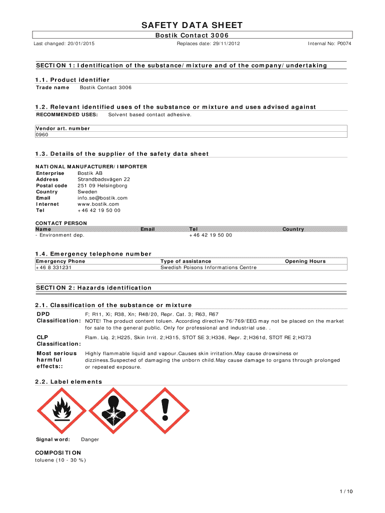 Bostik 3006 - Fill Online, Printable, Fillable, Blank | pdfFiller