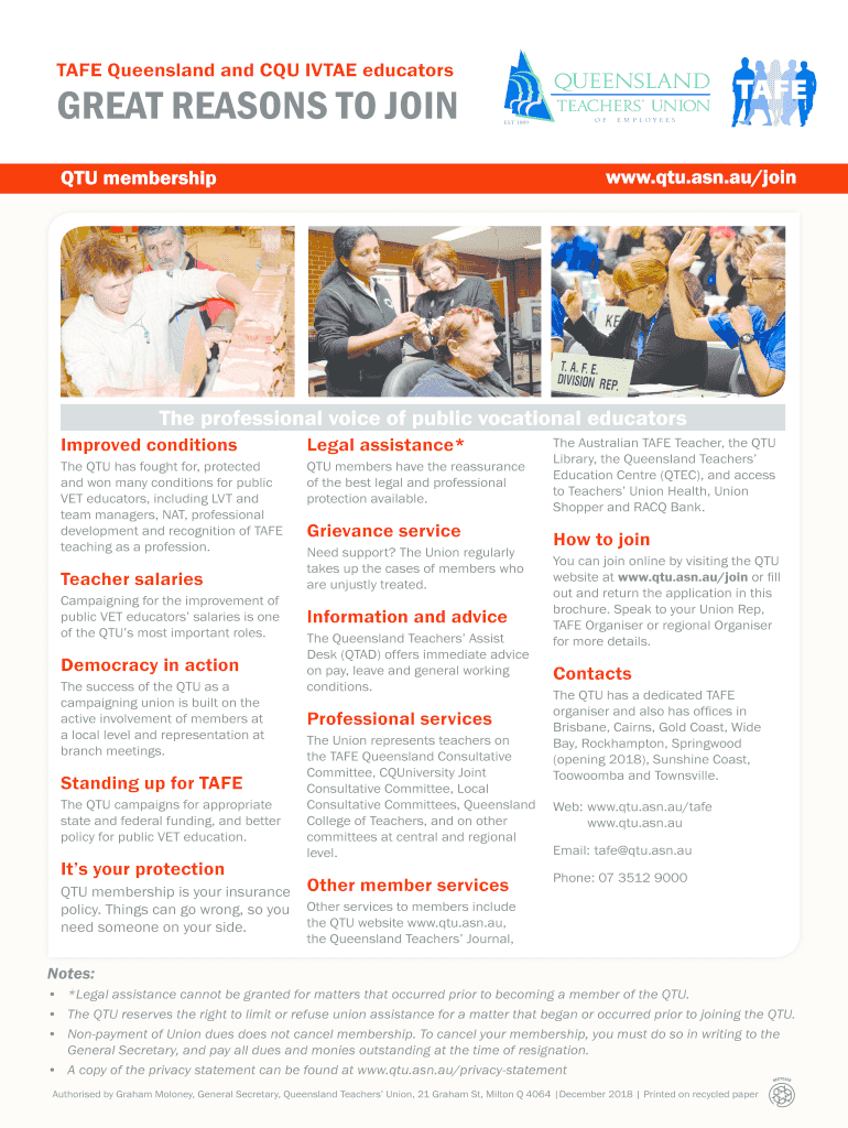 Fillable Online QTU Guide : Back to basics : TAFE (for QTU members ...