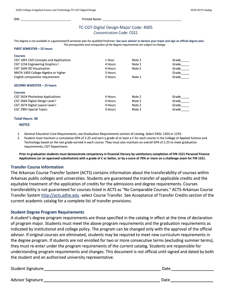 Fillable Online UAFS-College of Applied Science and Technology-TC-CGT-Digital Design Fax Email ...