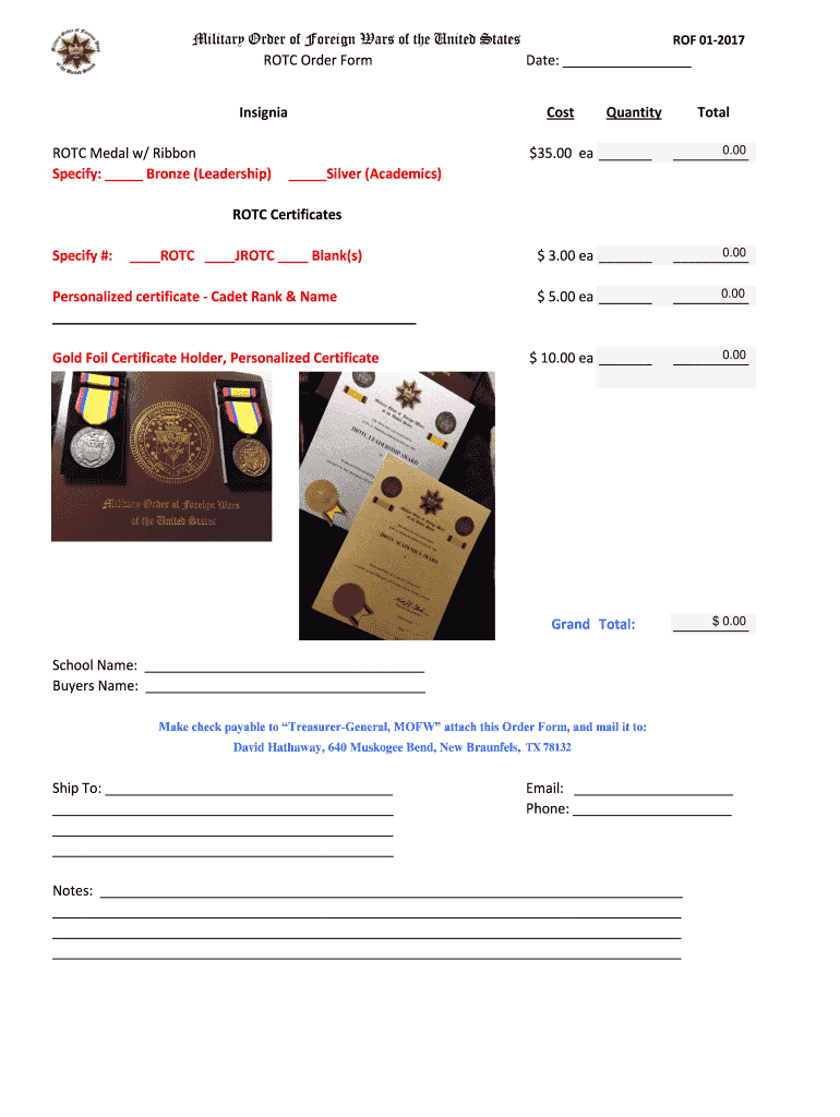 Fillable Online Military Order of Foreign Wars of the United States ROF ...