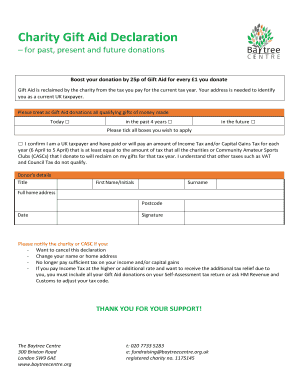 Fillable Online Charities and CASC: Gift Aid declaration forms for a ... Fax Email Print - pdfFiller