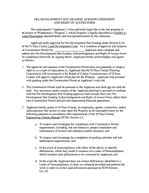 Fillable Online GRADING PERMIT ACKNOWLEDGEMENT FORM Fax Email Print ...