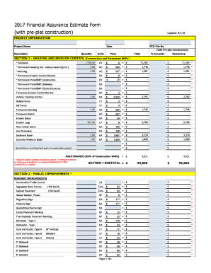 Fillable Online 2017 Financial Assurance Estimate Form Fax Email Print ...