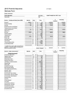 Fillable Online 2015 Financial Assurance Estimate Form - Microsoft Fax ...