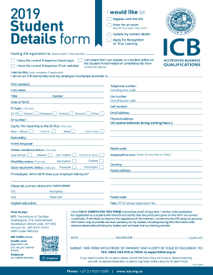 Fillable Online Register with the ICB Student Details form - icb.org.za ...