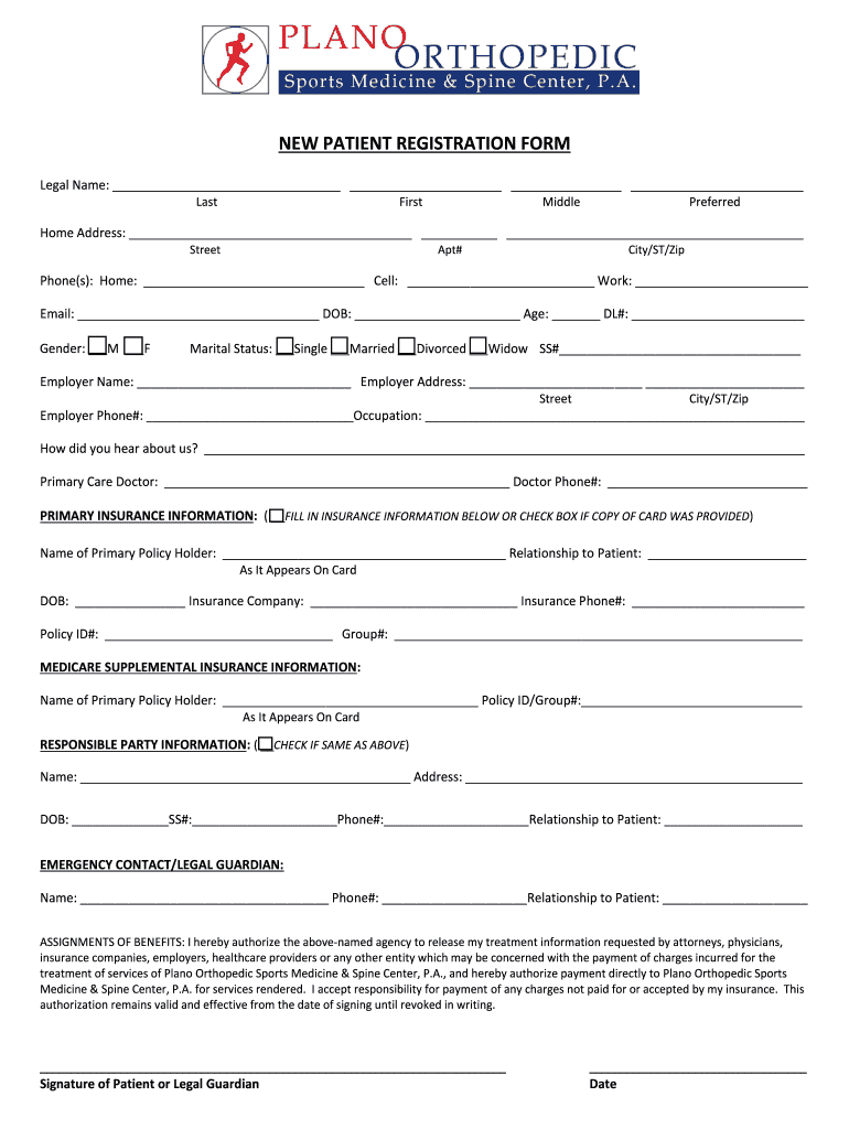 Fillable Online New Patient Information Packet -- Minor - Citizen ...