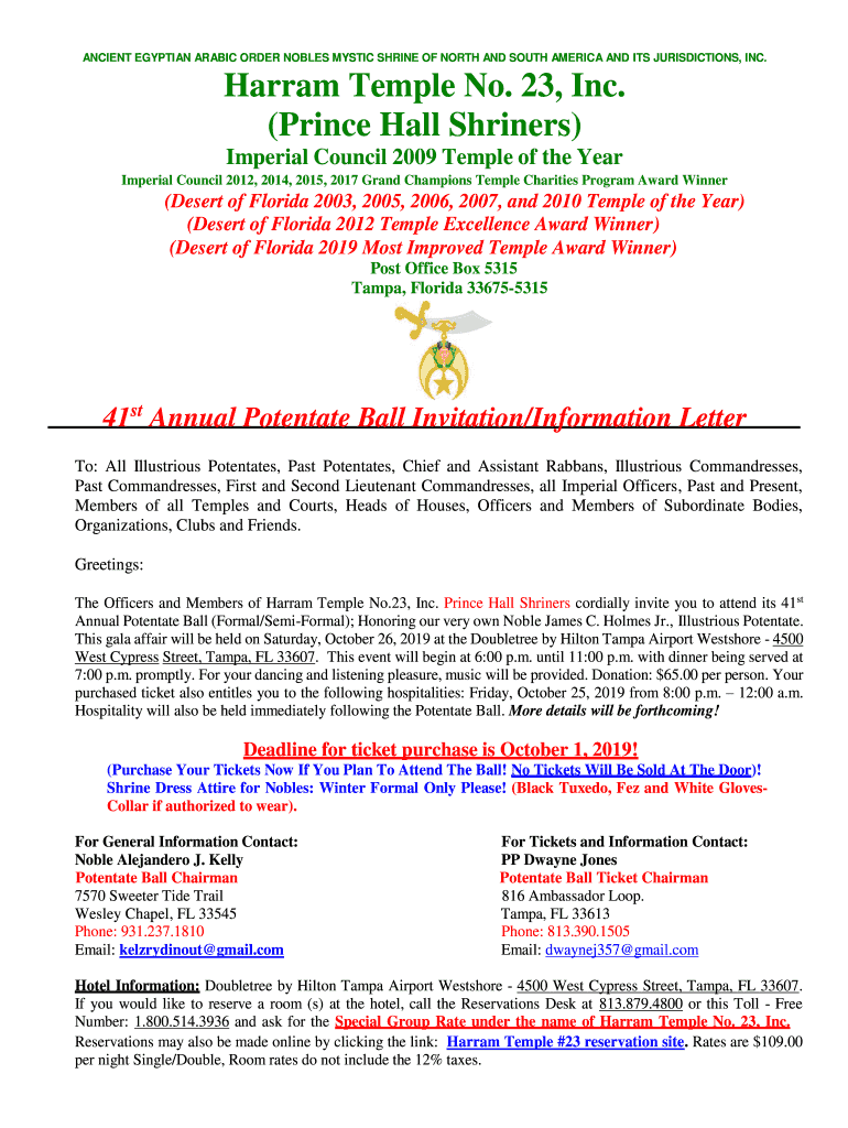 Fillable Online ANCIENT EGYPTIAN ARABIC ORDER NOBLE OF THE MYSTIC SHRINE ... Fax Email Print ...