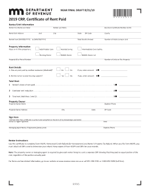 Fillable Online 2019 CRP, Certificate of Rent Paid Fax Email Print ...
