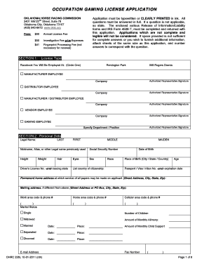 Fillable Online OCCUPATION GAMING LICENSE APPLICATION.doc Fax Email ...