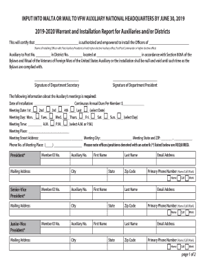 Fillable Online INPUT INTO MALTA OR MAIL TO VFW AUXILIARY NATIONAL ...