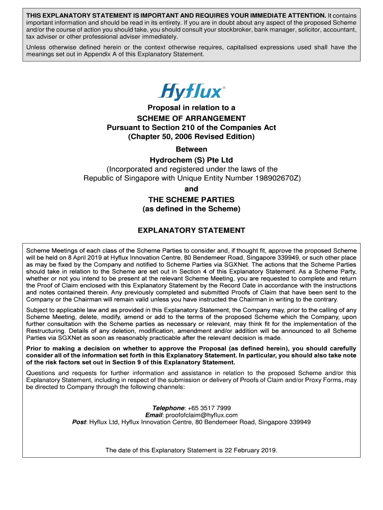 Fillable Online THIS EXPLANATORY STATEMENT IS IMPORTANT AND REQUIRES ...