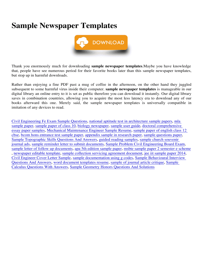 Fillable Online Sample Newspaper Templates Fax Email Print - pdfFiller