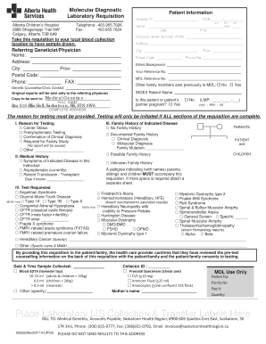 Fillable Online Molecular Diagnostic Laboratory Requisition - Alberta Health Services Fax Email ...