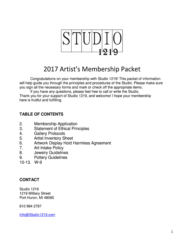 Fillable Online Art Studio 1219 Fax Email Print - pdfFiller