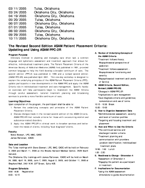 Fillable Online The Revised Second Edition ASAM Patient Placement ...