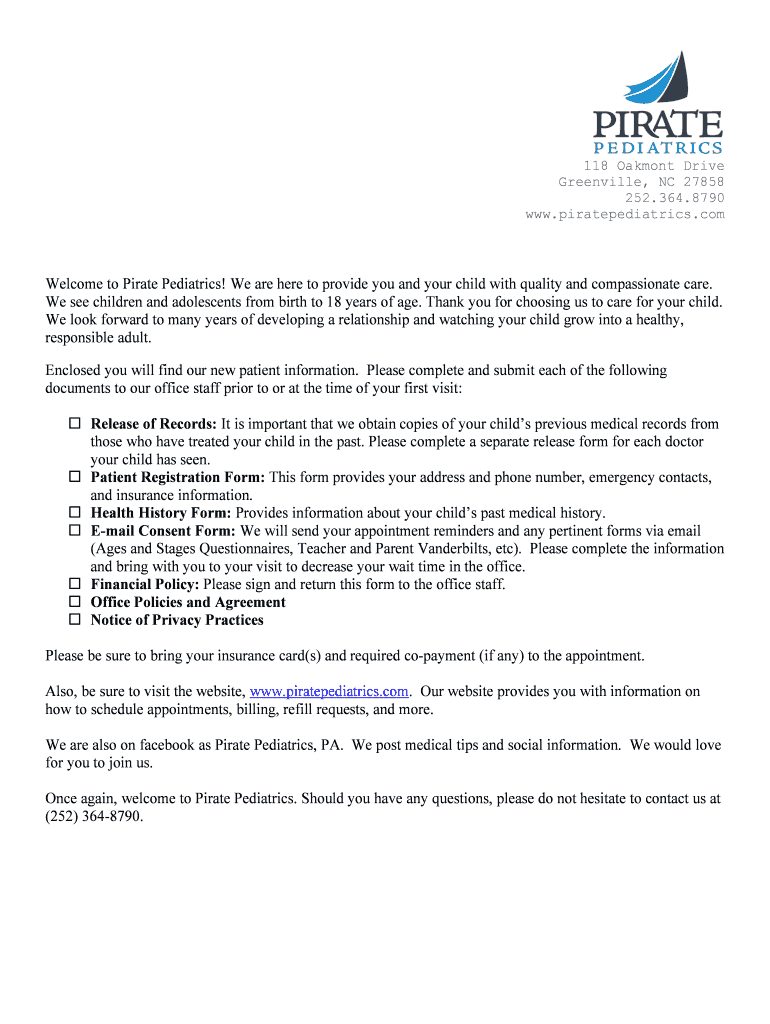 Fillable Online Fillable Online New Patient Information Packet - Pirate ...
