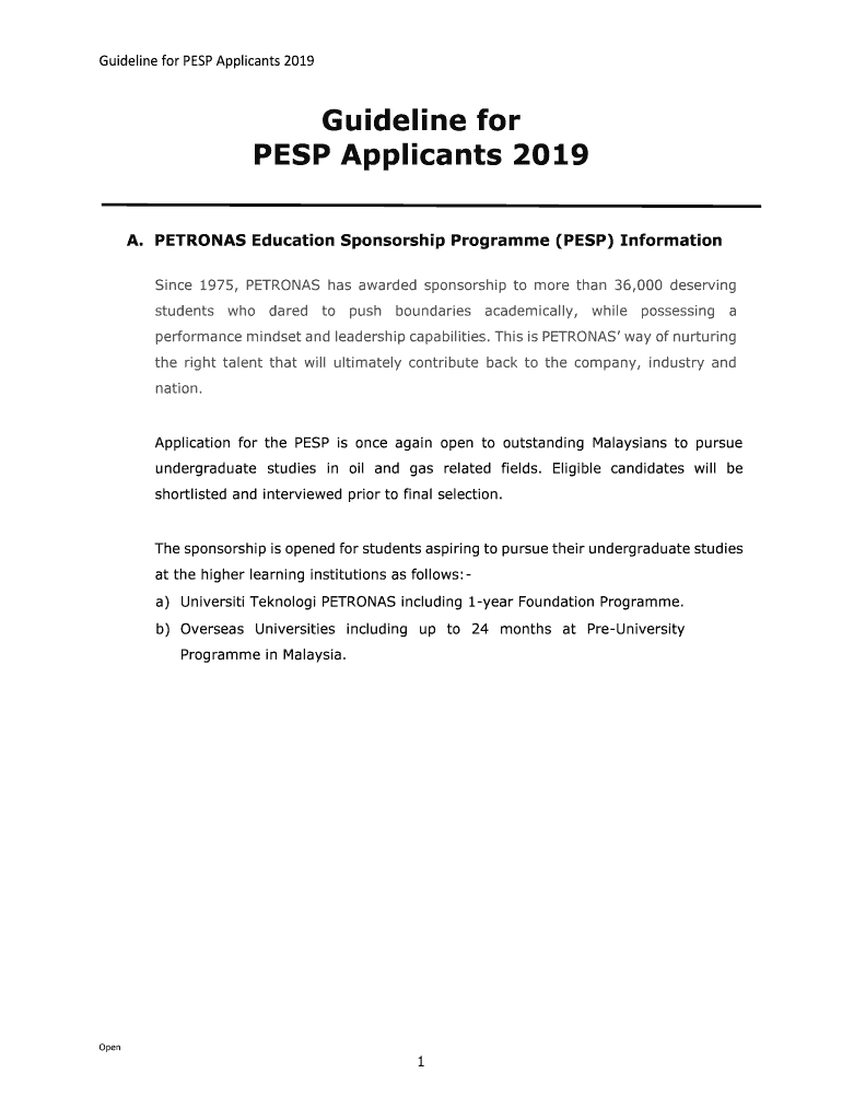 Fillable Online Petronas Education Sponsorship Programme (PESP ...