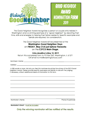 Fillable Online GOOD NEIGHBOR AWARD NOMINATION FORM Fax Email Print ...